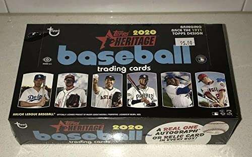 2020 Topps Heritage Baseball Factory Sealed Hobby MLB Box in classic 1971 Design 24 Packs 9 Cards Per Pack. See photo for some great possible hits Possible to be a Hot Box with a Chrome Card in every pack Amazing hits are possible. Possible Real One Autog