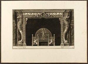 [plate of an neo-classical fireplace, from”diverse maniere d’adornare i cammini ed ogni altra parte degli edifizi”.