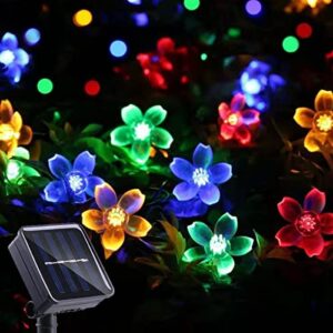 iticdecor solar string flower lights outdoor waterproof 50 led fairy light decorations for garden fence patio yard christmas tree, lawn, patio, party decoration (multi-colored)