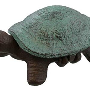 Top Brass Turtle Key Hider Figurine - Cast Iron Garden Statue with Secret Compartment - Indoor / Outdoor