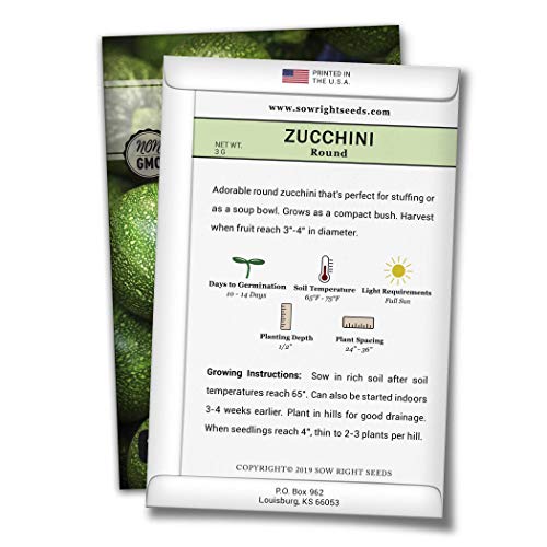 Sow Right Seeds - Round Zucchini Seed for Planting - Non-GMO Heirloom Packet with Instructions to Plant a Home Vegetable Garden - Great Gardening Gift (1)