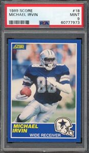 michael irvin 1989 score football rookie card rc #18 graded psa 9