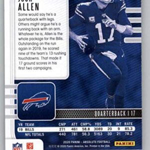 2020 Panini Absolute #65 Josh Allen Buffalo Bills Football Card