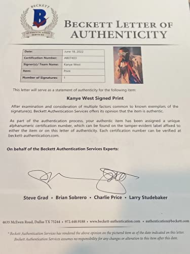 Kanye West Ye Signed Autograph 12x18 Photo Poster Graduation Rapper Beckett COA