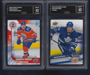 2 card rookie lot connor mcdavid & auston matthews upper deck graded gem mint 10