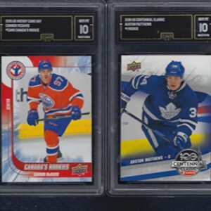 2 CARD ROOKIE LOT CONNOR MCDAVID & AUSTON MATTHEWS UPPER DECK GRADED GEM MINT 10