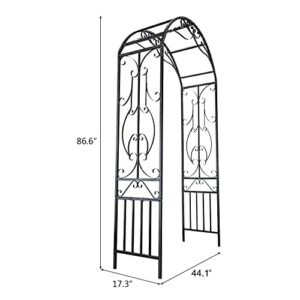 Garden Arches and Arbors Outdoor Black Metal Arbor for Climbing Plants Vines Roses Wedding Archway