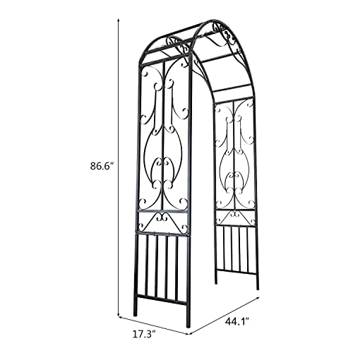 Garden Arches and Arbors Outdoor Black Metal Arbor for Climbing Plants Vines Roses Wedding Archway