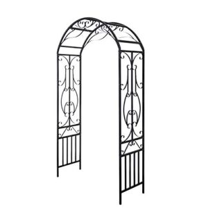 Garden Arches and Arbors Outdoor Black Metal Arbor for Climbing Plants Vines Roses Wedding Archway