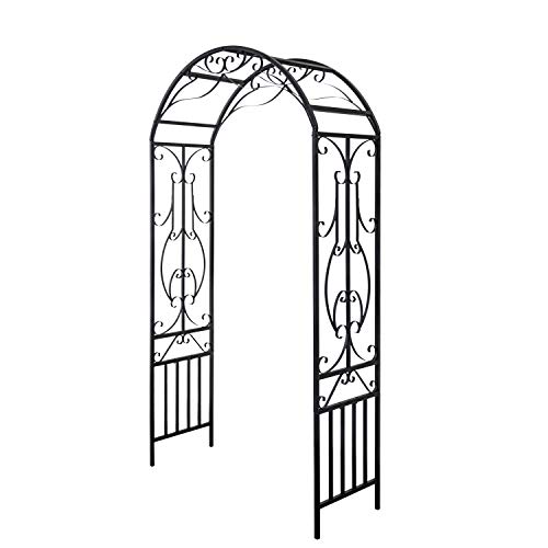 Garden Arches and Arbors Outdoor Black Metal Arbor for Climbing Plants Vines Roses Wedding Archway