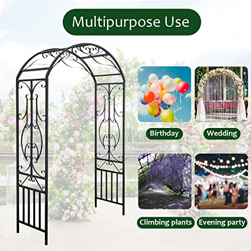 Garden Arches and Arbors Outdoor Black Metal Arbor for Climbing Plants Vines Roses Wedding Archway