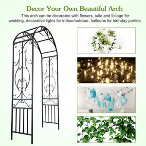 Garden Arches and Arbors Outdoor Black Metal Arbor for Climbing Plants Vines Roses Wedding Archway