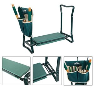 LUCKYERMORE Garden Kneeler and Seat Heavy Duty Gardening Bench for Kneeling and Sitting Folding Garden Stools with Tool Pouch and Kneeling Pad