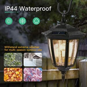 Brightown Solar Pathway Lights Outdoor Waterproof 2 Pack 38.5 Inch Shepherd Hook with Hanging Lantern Bright Driveway Markers Black Lamp Post for Garden Path Front Outside Patio Yard 3000K Warm White