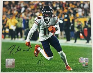 darnell mooney chicago bears signed autographed 8×10 action photo in white jersey beckett coa