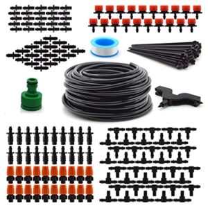 flantor drip irrigation kit, garden irrigation system 1/4″ blank distribution tubing watering drip kit/diy saving water automatic watering system for garden, greenhouse, flower bed, patio, lawn