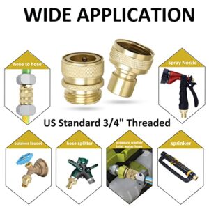 STYDDI Full Flow Garden Hose Quick Disconnect Fitting, Brass 3/4 Inch GHT Thread Water Hose Quick Release Connector Coupler, High Flow, No-Leak, Easy to Use, 2-Pack