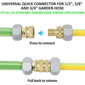 STYDDI Full Flow Garden Hose Quick Disconnect Fitting, Brass 3/4 Inch GHT Thread Water Hose Quick Release Connector Coupler, High Flow, No-Leak, Easy to Use, 2-Pack