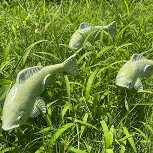 mayuta 3 pcs koi fish decor,garden sculptures & statues,garden art,fish sculpture for outdoors, patio, yard, lawn, garden pond and home decoration(green grey)