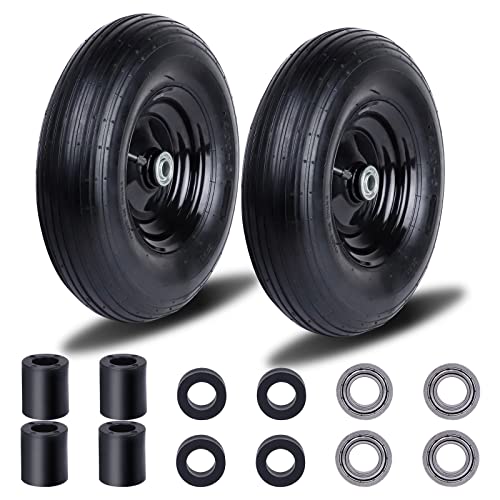 Eazy2hD 13 Inch Wheelbarrow Tire 2 Pack Wheel Replacement Air Filled Fits Tires Size of 4.00"x 6" (3.50/2.50-8") 5/8" Bearings for Wheel Barrel Yard Cart Garden