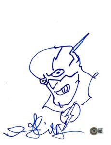 andy muschietti signed autograph the flash hand drawn sketch 8.5×11 beckett coa