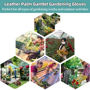 MSUPSAV Gardening Gloves for Women&Men,Thorn Proof Garden Gloves for Gardening,Rose Pruning Work Gloves,Leather Working Gloves(Large, Sunflower)