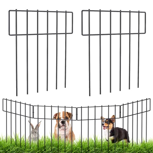 10 Pack Animal Barrier Fence: Decorative Garden Fence No Dig|Rustproof Metal Wire Fencing Border Animal Barrier for Dog Rabbits Ground Stakes Outdoor Yard Patio - Total Length 17 in(H) X 10.8 Ft(L)