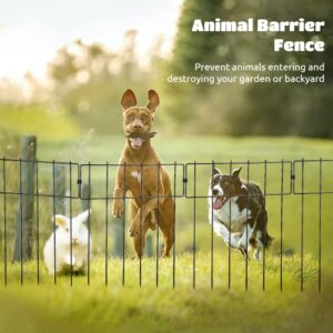 10 Pack Animal Barrier Fence: Decorative Garden Fence No Dig|Rustproof Metal Wire Fencing Border Animal Barrier for Dog Rabbits Ground Stakes Outdoor Yard Patio - Total Length 17 in(H) X 10.8 Ft(L)