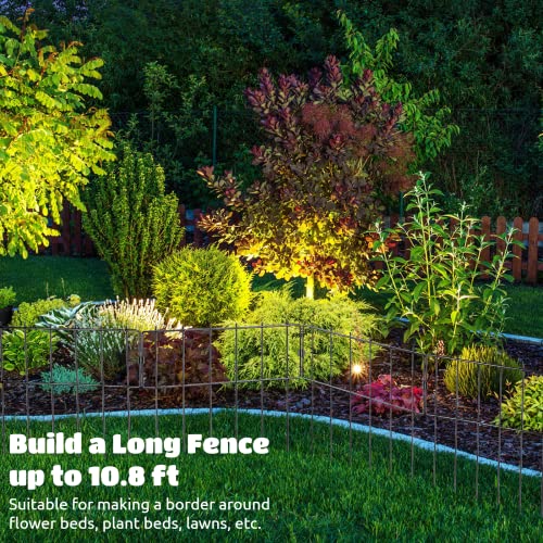 10 Pack Animal Barrier Fence: Decorative Garden Fence No Dig|Rustproof Metal Wire Fencing Border Animal Barrier for Dog Rabbits Ground Stakes Outdoor Yard Patio - Total Length 17 in(H) X 10.8 Ft(L)