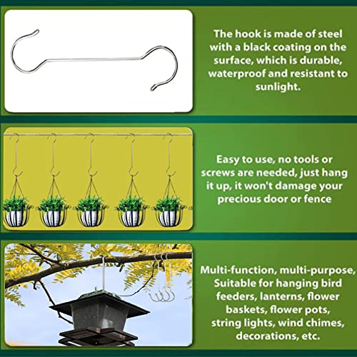 6 Pack 16 inch Extra Large S Hooks Heavy Duty Plant Hanging Hooks Long S Shaped Extension Hooks for Kitchenware,Utensils,Pergola,Closet,Flower Basket,Garden,Patio,Indoor Outdoor Uses