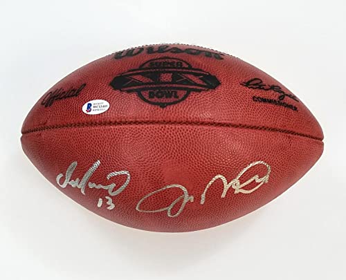 Dan Marino Joe Montana Autographed Miami Dolphins San Francisco 49ers Super Bowl XIX Football Beckett Witnessed - Autographed Footballs