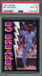 bo jackson 1991 score bo breaker baseball card #773 graded psa 8