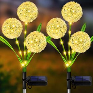 urpower solar outdoor lights decorative, 2 pack 36 led solar garden lights with 2 modes, 3-in-1 solar dandelion flowers ip65 waterproof solar powered outdoor lights for garden, yard decor (warm white)