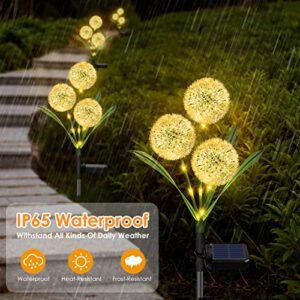 URPOWER Solar Outdoor Lights Decorative, 2 Pack 36 LED Solar Garden Lights with 2 Modes, 3-in-1 Solar Dandelion Flowers IP65 Waterproof Solar Powered Outdoor Lights for Garden, Yard Decor (Warm White)