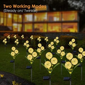 URPOWER Solar Outdoor Lights Decorative, 2 Pack 36 LED Solar Garden Lights with 2 Modes, 3-in-1 Solar Dandelion Flowers IP65 Waterproof Solar Powered Outdoor Lights for Garden, Yard Decor (Warm White)