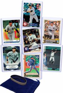 new york yankees baseball cards: aaron judge, d.j. lemahieu, gleyber torres, anthony rizzo, derek jeter, josh donaldson, aaron hicks assorted trading card and wristbands bundle