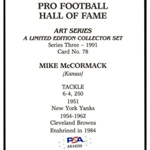 Mike McCormack Signed Goal Line Art Card GLAC Autographed Browns PSA/DNA