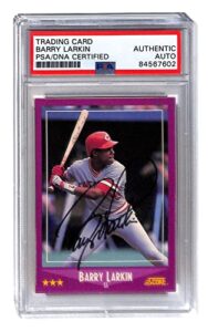 barry larkin signed 1989 score #72 autographed reds psa/dna