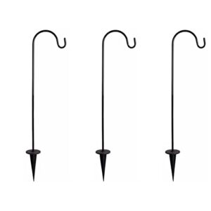 besportble 24inch shepherd hooks 3 pack garden stakes shepherds hook for garden decor, plant hanger, lantern hook, solar light hanging