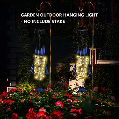 Outdoor Lights for Patio Garden Decor - Metal Solar Fish Hanging Decoration - Solar Lamp Decorative Yard Art - Pretty Nice Lantern for Man Woman Holiday Gift Ideas | Waterproof Warm LED Lighting