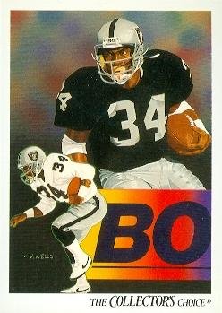 Bo Jackson trading card (Los Angeles Raiders Football) 1991 Upper Deck #93 Art Card