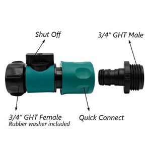 Plastic Garden Hose Quick Connect with Shutoff Valve Set Male and Female, 3/4” Quick Connectors with Valve for Water Hose Coupling, Quick Release Kit Hose Fittings and Adapters (5 Sets/ 10 Pc)