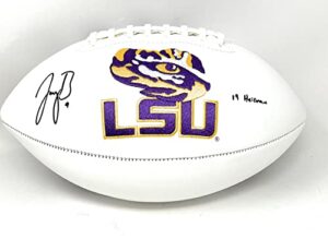 joe burrow lsu tigers signed autograph emboridered logo football 19 heisman inscribed fanatics certified