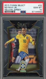 neymar jr 2015 panini select yellow jersey soccer card #22 graded psa 10