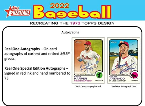 2022 Topps HERITAGE Baseball Series Factory Sealed Blaster Box of Packs with 72 Cards including Possible Rookies Autographs and Jersey Cards