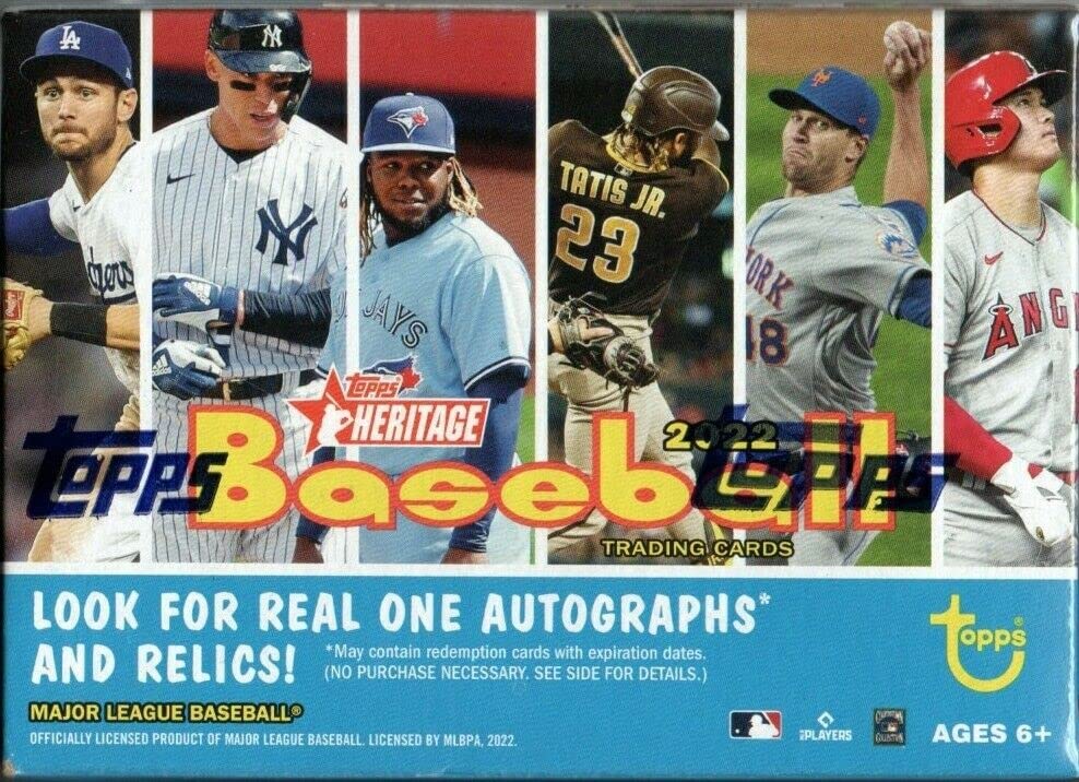 2022 Topps HERITAGE Baseball Series Factory Sealed Blaster Box of Packs with 72 Cards including Possible Rookies Autographs and Jersey Cards