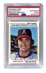 nolan ryan signed 1978 topps #6 record breaker autographed angels psa/dna