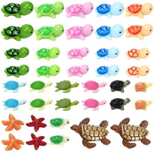 40 pcs miniature turtle figurines resin mini turtle statue tiny sea turtles fairy accessories for ocean animal landscape diy cupcake cake toppers home garden terrarium birthday party decorations