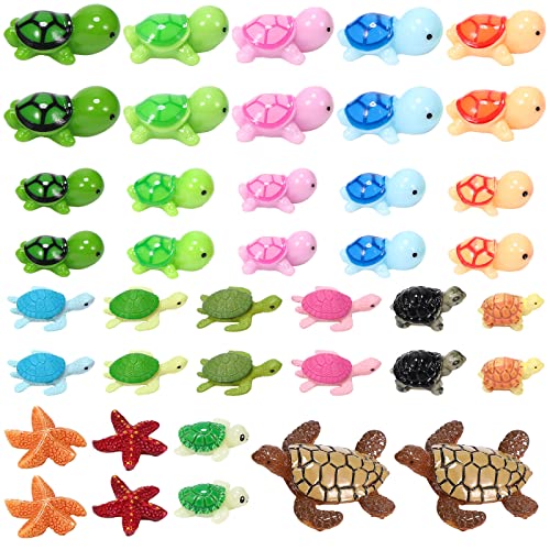 40 Pcs Miniature Turtle Figurines Resin Mini Turtle Statue Tiny Sea Turtles Fairy Accessories for Ocean Animal Landscape DIY Cupcake Cake Toppers Home Garden Terrarium Birthday Party Decorations