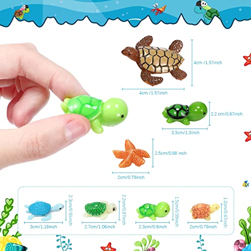 40 Pcs Miniature Turtle Figurines Resin Mini Turtle Statue Tiny Sea Turtles Fairy Accessories for Ocean Animal Landscape DIY Cupcake Cake Toppers Home Garden Terrarium Birthday Party Decorations